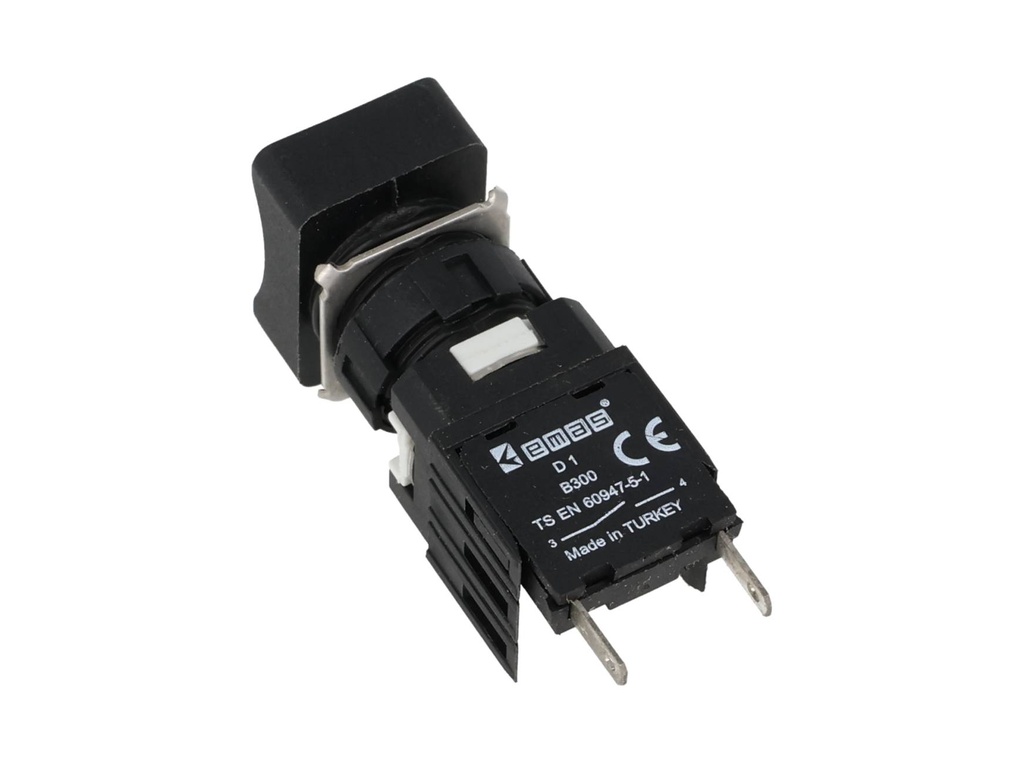 D100DDH — BOTON PULSADOR 16mm, NO ILUMINADO NEGRO RASANTE MOMENTANEO RECTANGULAR, INCLUYE 1CON ...