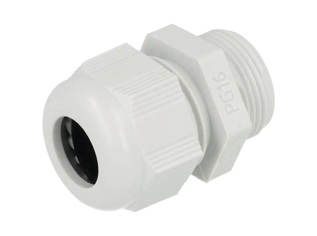 5308716 — CONECTOR GLANDULA PG16 GRIS14mm, #TUERCA7211885 (NO LA INCLUYE) EQUIV.CG-PG16 ...
