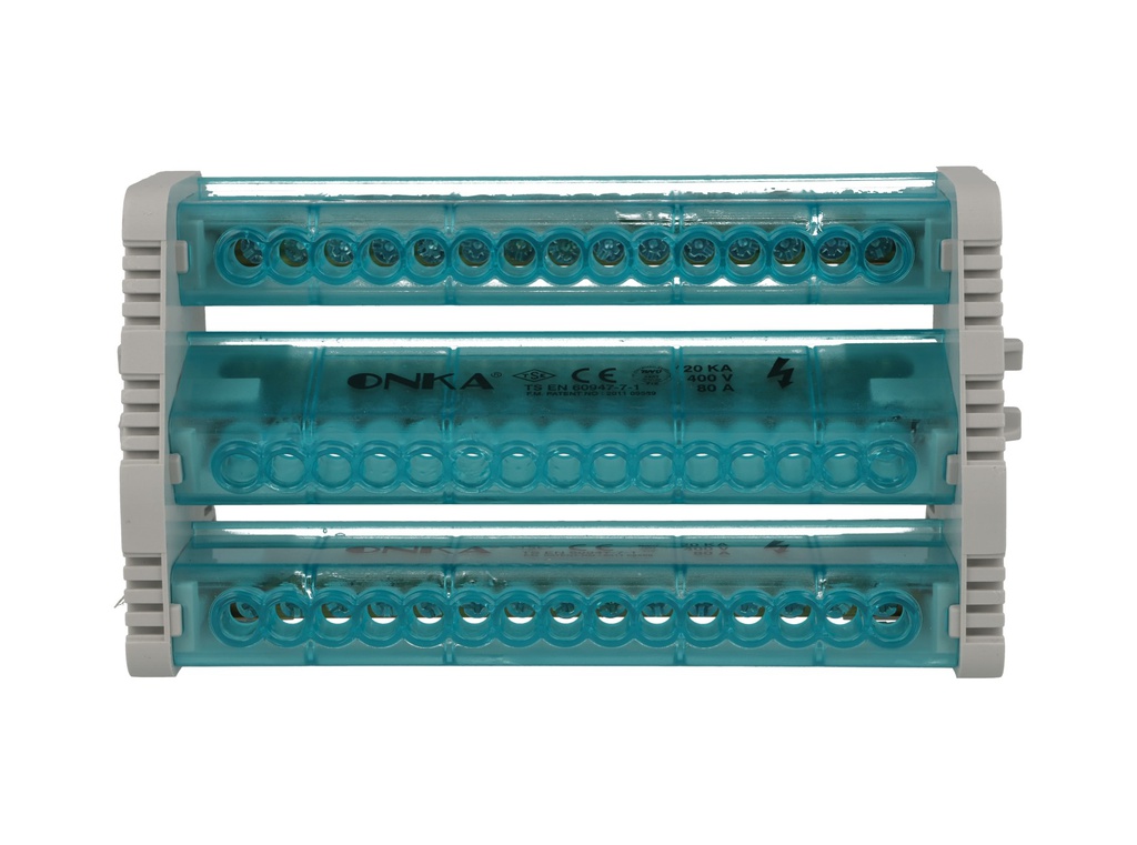 KA-2174 — BLOQUE DE DISTRIB 3 LIN/ 15DERIV 80A/400VCA, P/RIEL | Acotron ...
